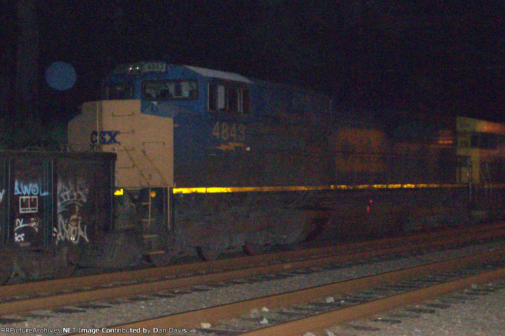 CSX SD60ACe 4843 trails on Q438-10